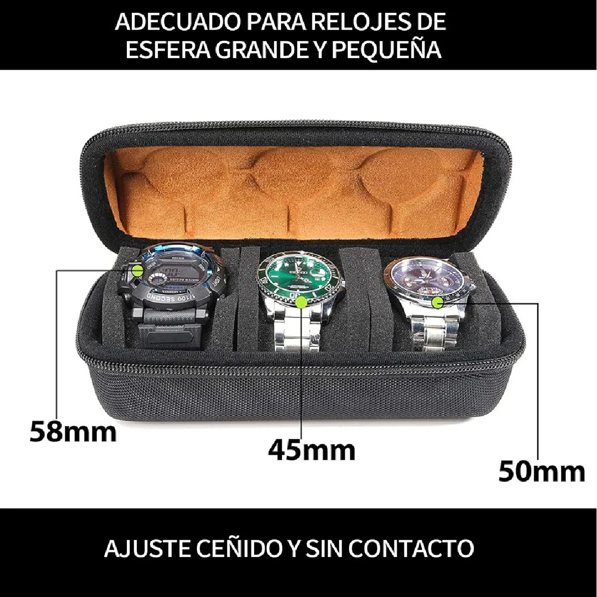Estuche De Almacenamiento Para Relojes Exhibidor NEGRO