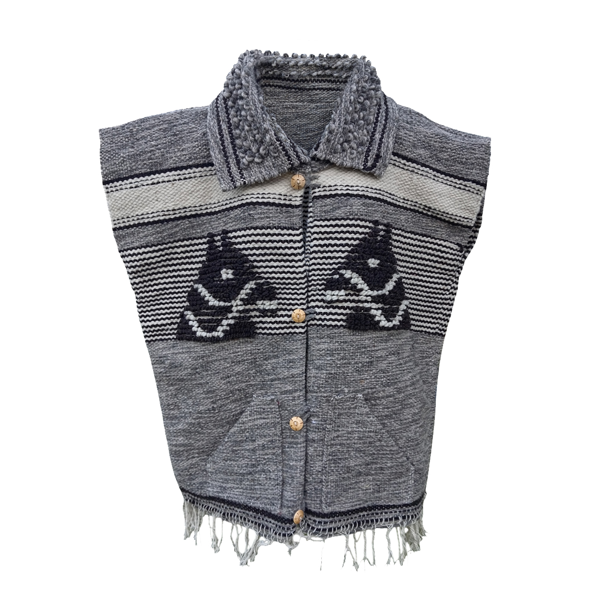 Cotorina Chaleco Gaban 100% lana natural de borrego Gris