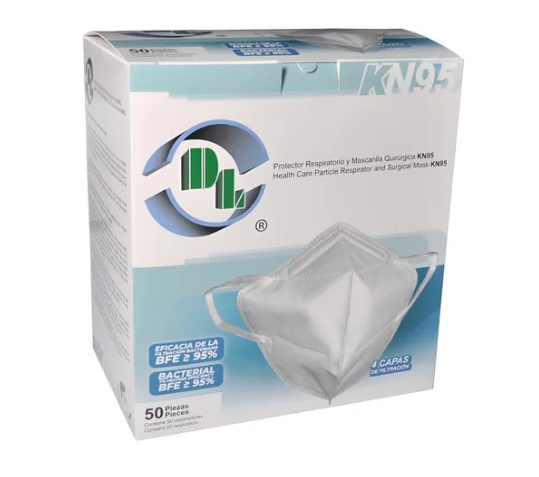 Protector Respirador Y Mascarilla Quirurgica DL Kn95 4 Capas caja con 50 pzas