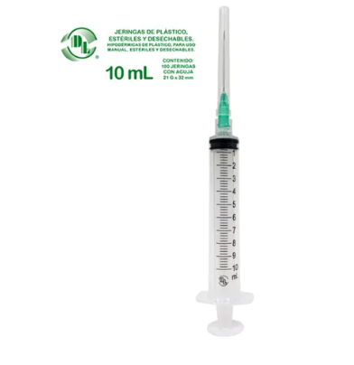 Caja De 100 Jeringas Dl 10 Ml Con Aguja 21 G X 32 Mm