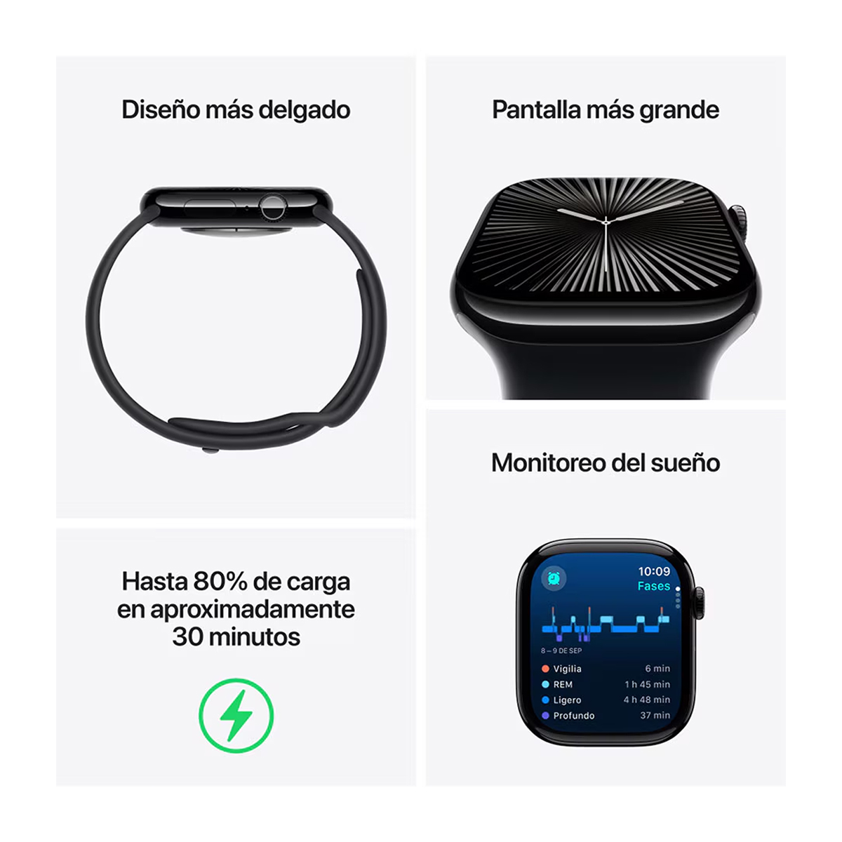 Apple Watch Series 10 42mm (MWWA3) Aluminio Plata S/M Azul Denim