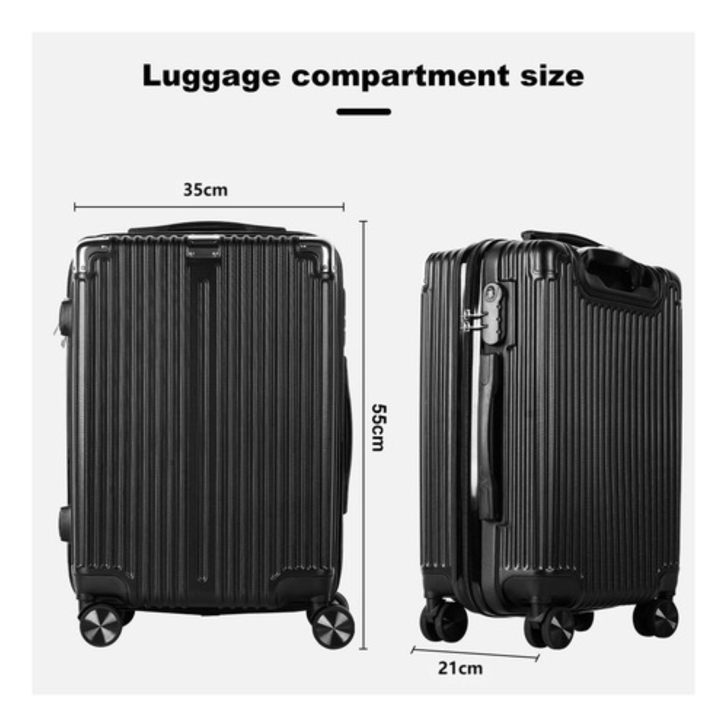 Maleta Mano De Viaje 20in 10kg Rigida 4 Ruedas360° negra