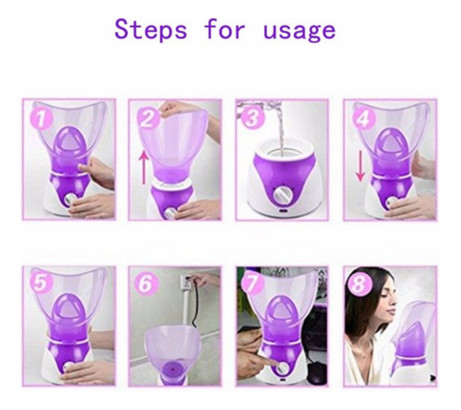 Humidificador Vaporizador Facial D/vapor Caliente Blanco Con Morado