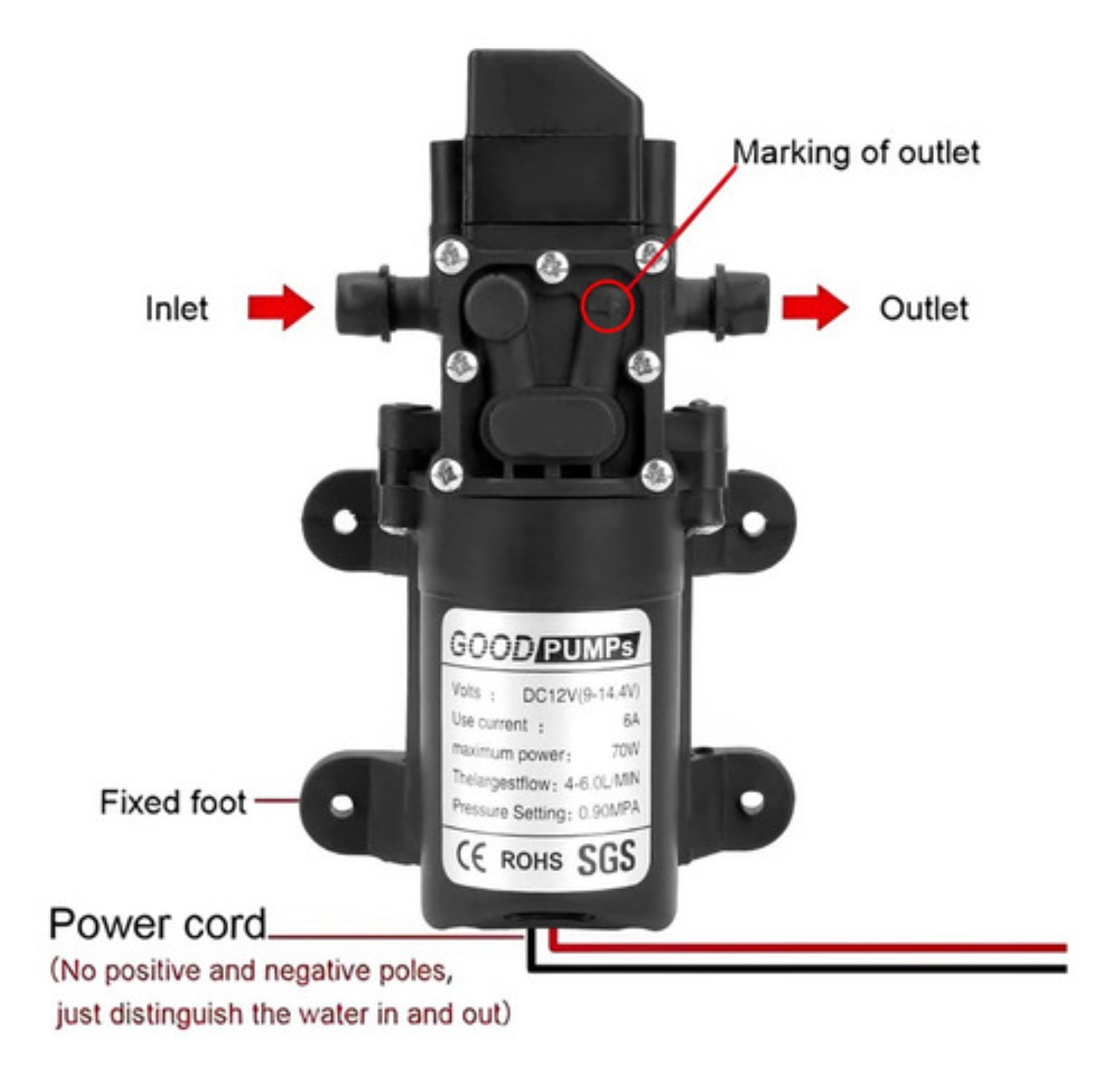 Bombas Agua Inteligente De Alta Presión Bomba Para Agua 70w NEGRO
