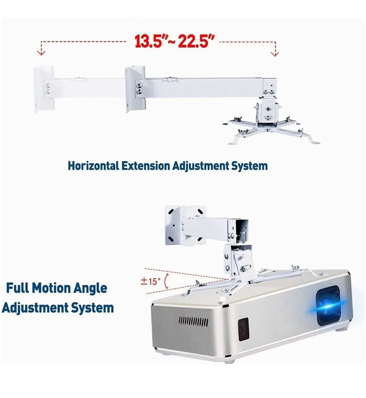 Base Soporte Proyector Universal Ajustable Belug Para Techo/pared Blanco