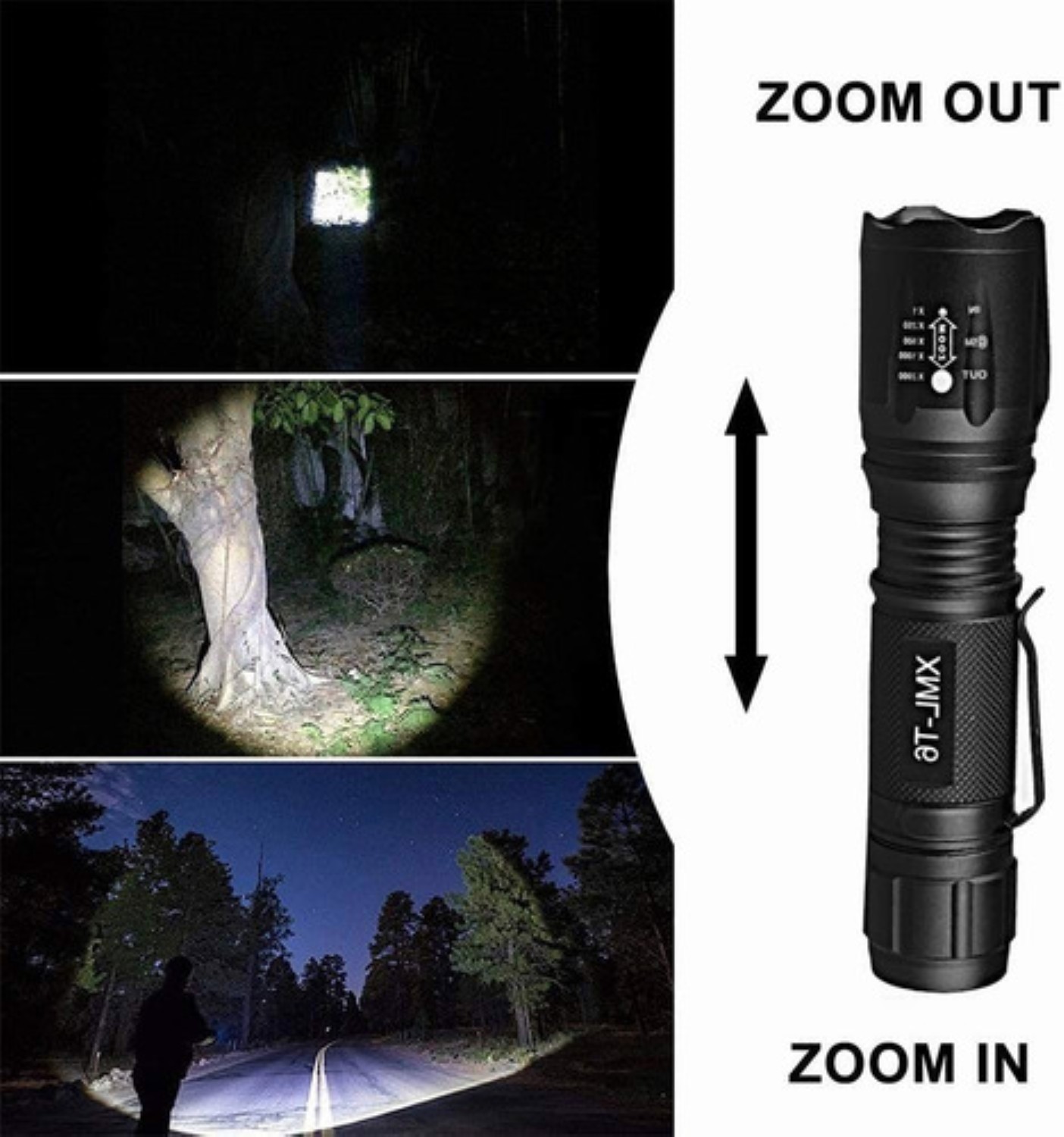 Lampara Táctica 3000 Lumens Cree Led T6 Recargable Negro