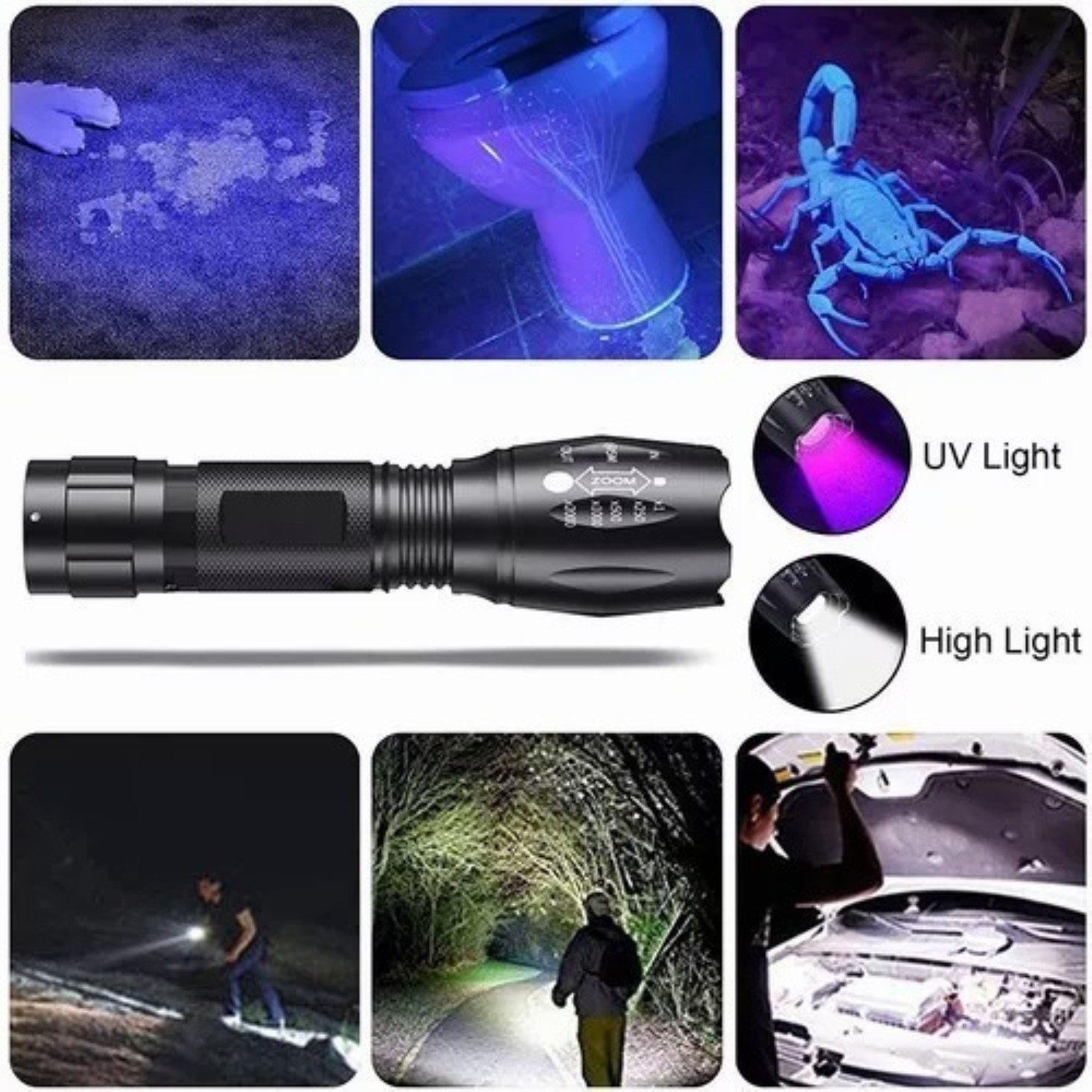 Lampara Táctica 3000 Lumens Cree Led T6 Recargable Negro