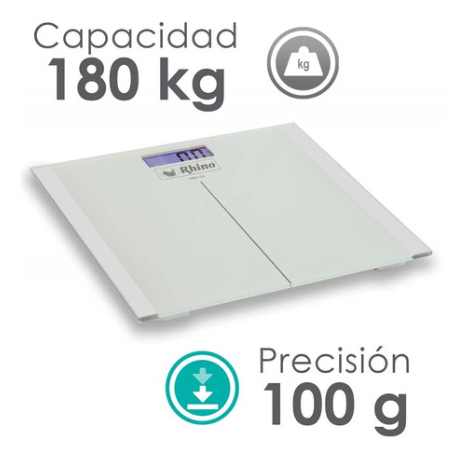 Báscula Digital Corporal 180kg/100gr Blanco Gris