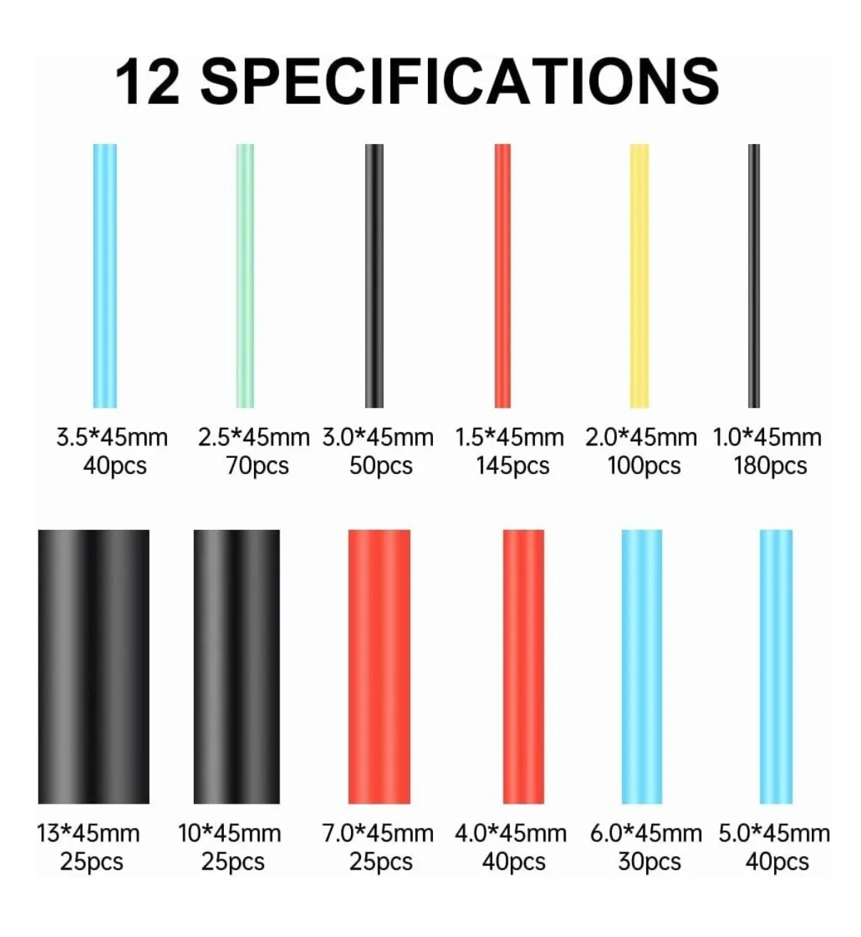 Termofit 750 Piezas Tubos Termorretráctiles Empalme12 Tamaño Belug