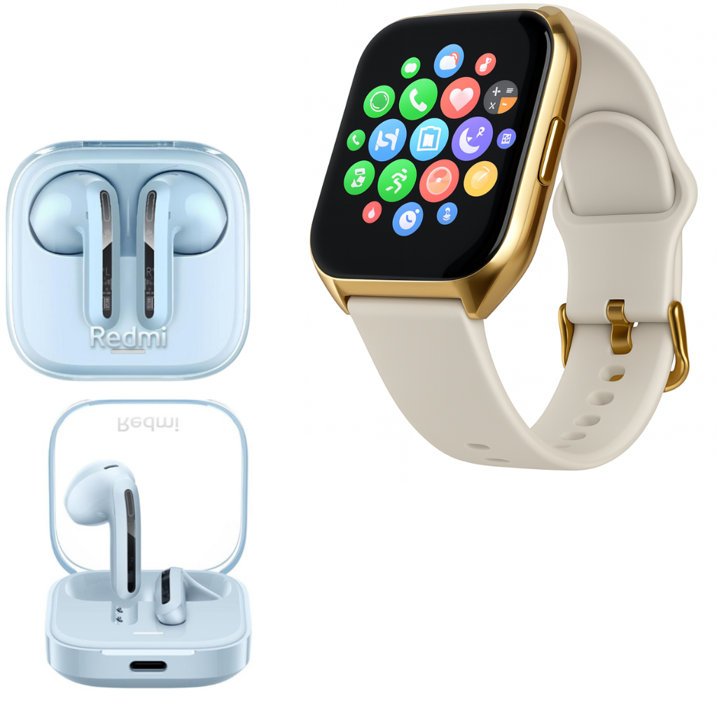 Filwans GTS Mini Smartwatch Dorado + Buds 6 Active Azul