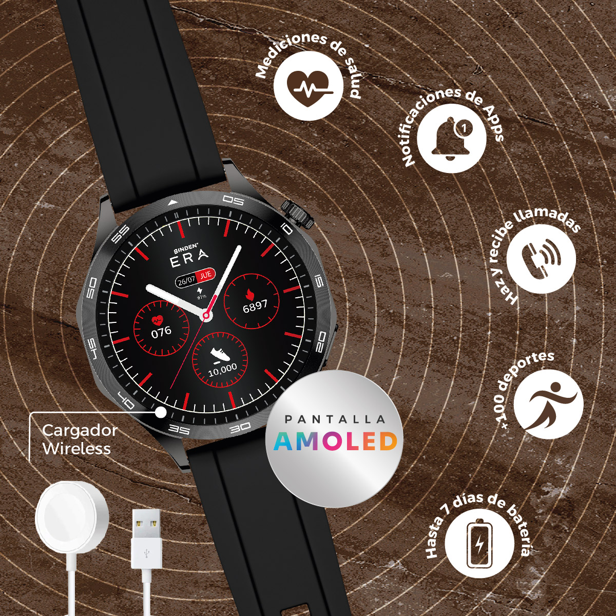 Smartwatch ERA Lux X AMOLED Llamadas Bluetooth con Correa Extra