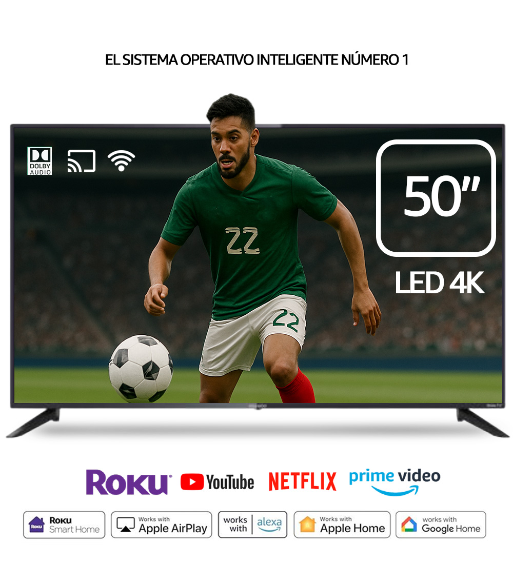 Pantalla DAEWOO 50" 4K LED FULL HD Roku Nueva Smart TV