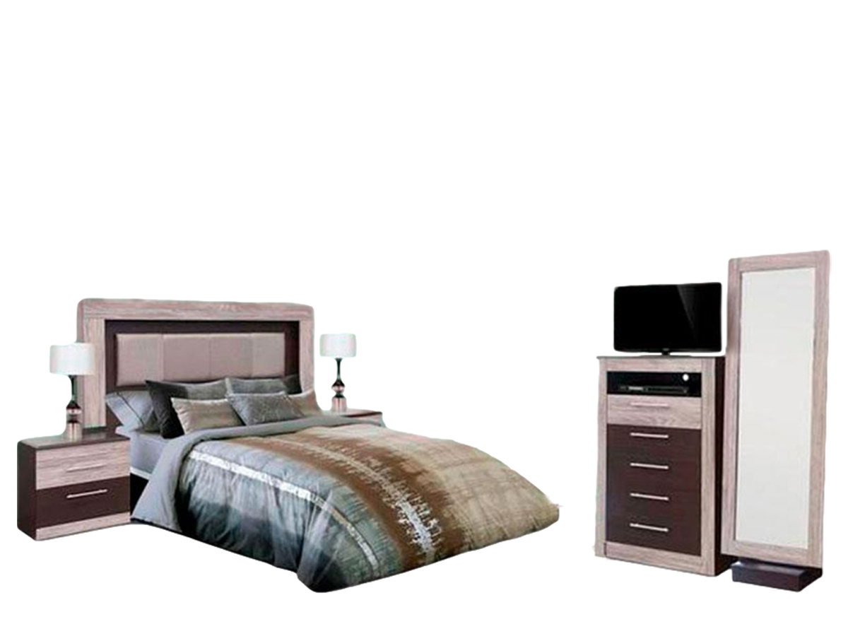 Recamara Modelo Mallorca King Size - Chocolate con Gris - Kessa.