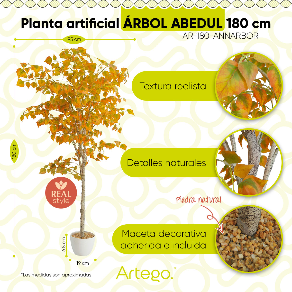 Planta Artificial Moderna Con Maceta Decorativa Real Style Arból Ann ...