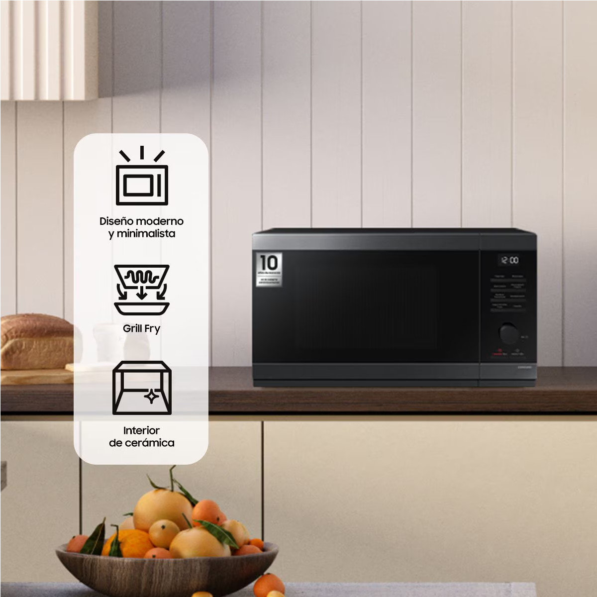 Horno de Microondas Samsung Grill Fry 1.1 Pies Cúbicos Negro MG32DG4524CGA