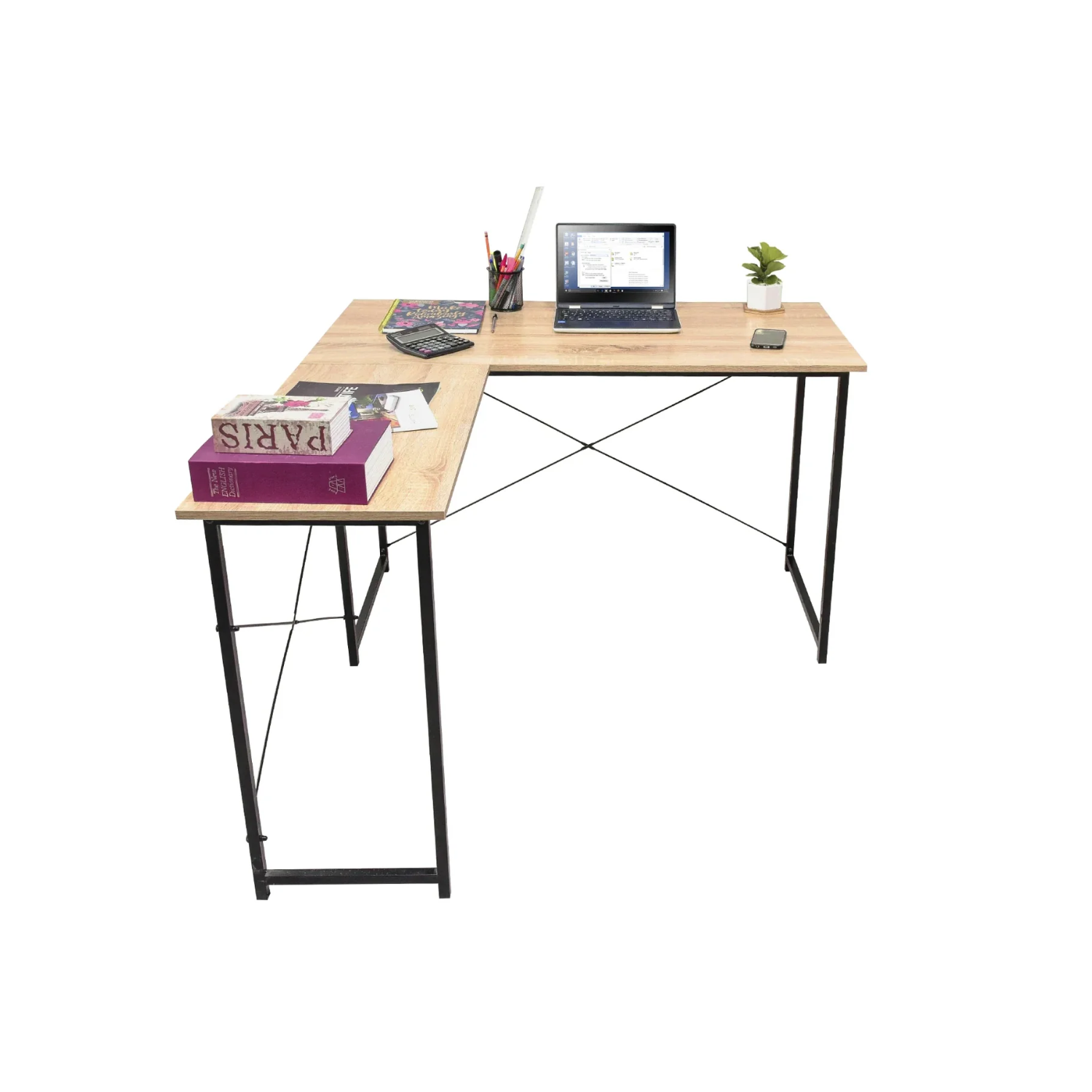 Escritorio con forma de "L" TOP LIVING Desk-11 beige y negro