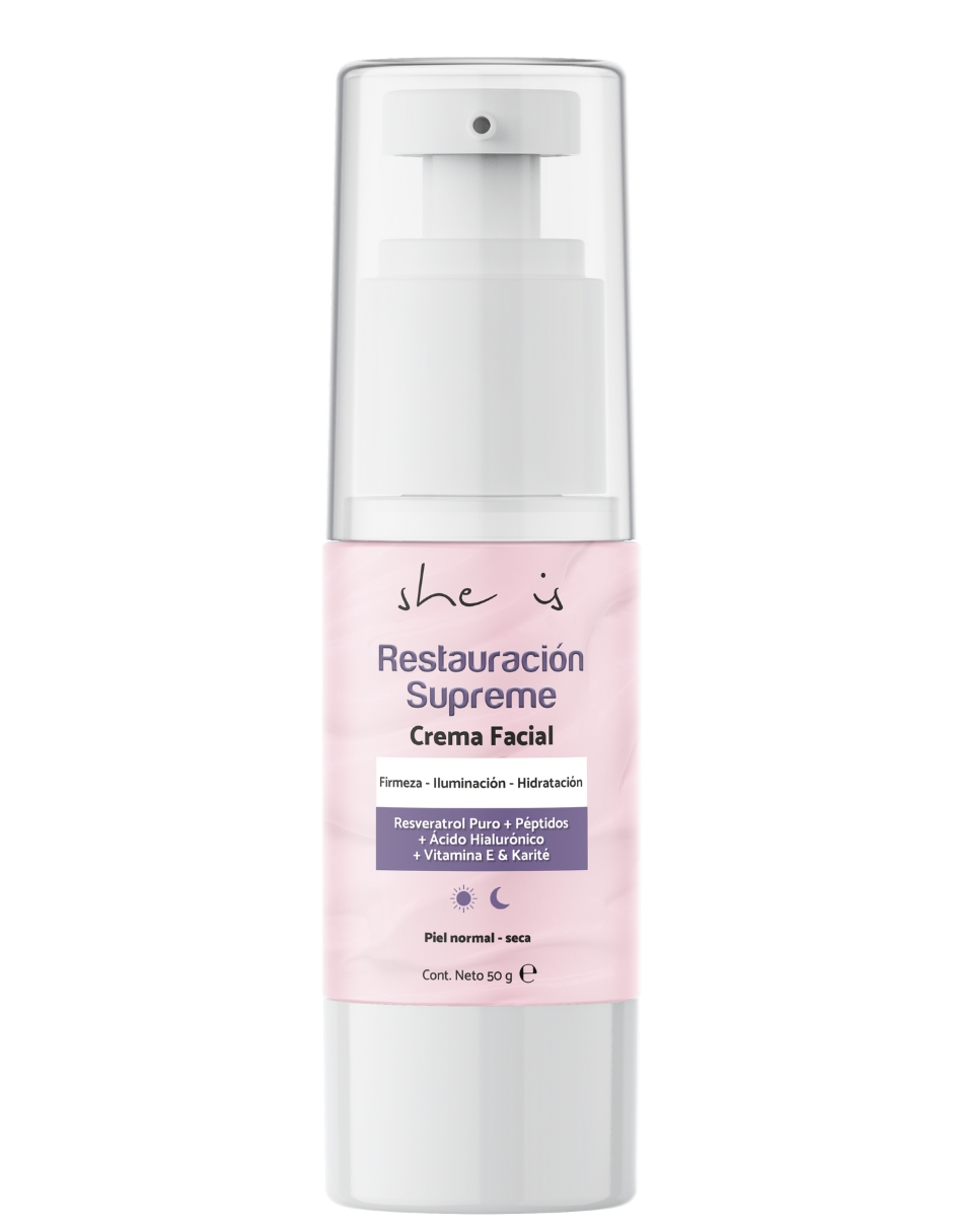 Crema facial Restauración Supreme con Resveratrol y Péptidos, 50g, She ...