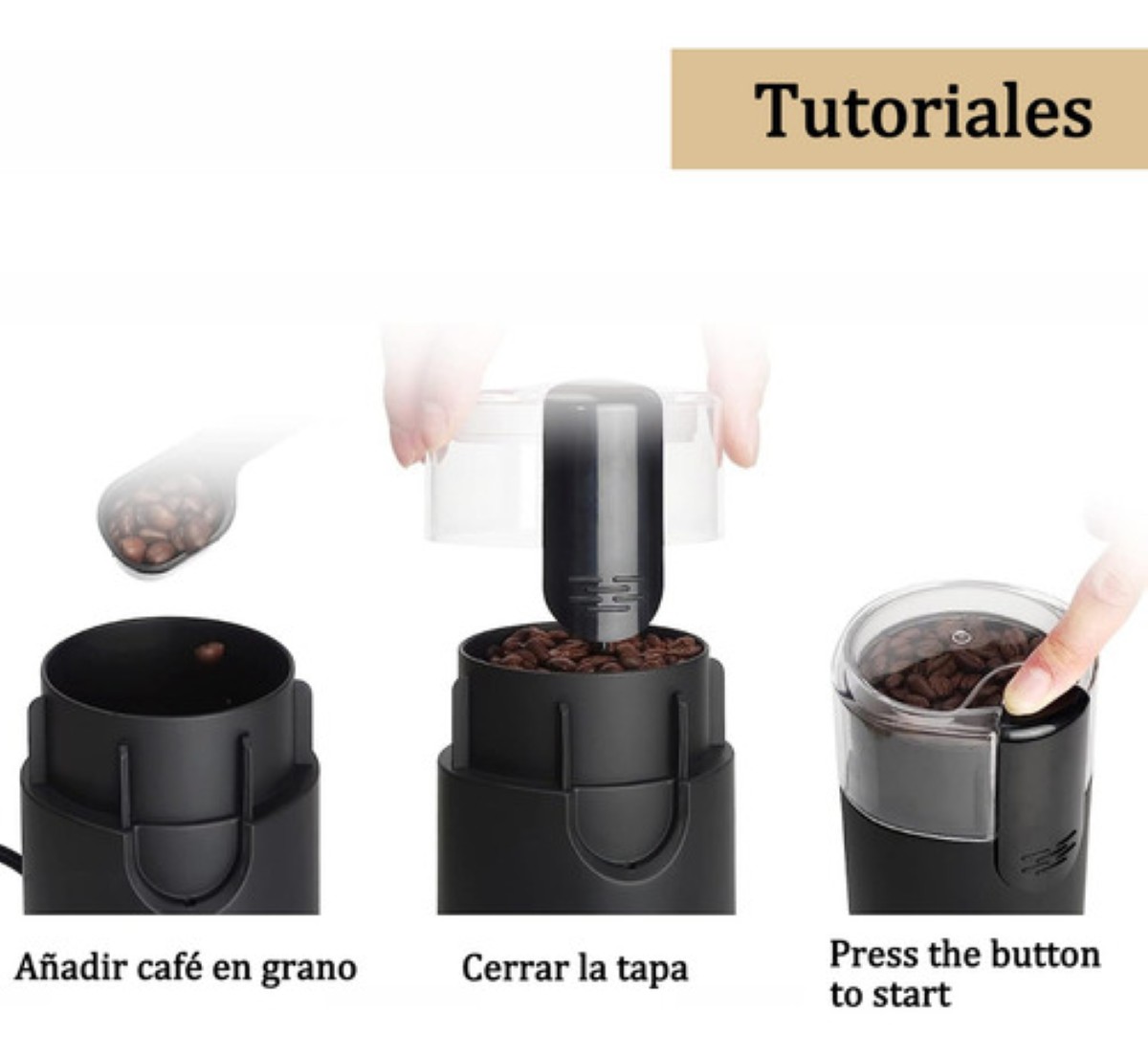 Molinillo Electrico Para Granos De Cafe Y Nuez, Portatil Negro 100 GR